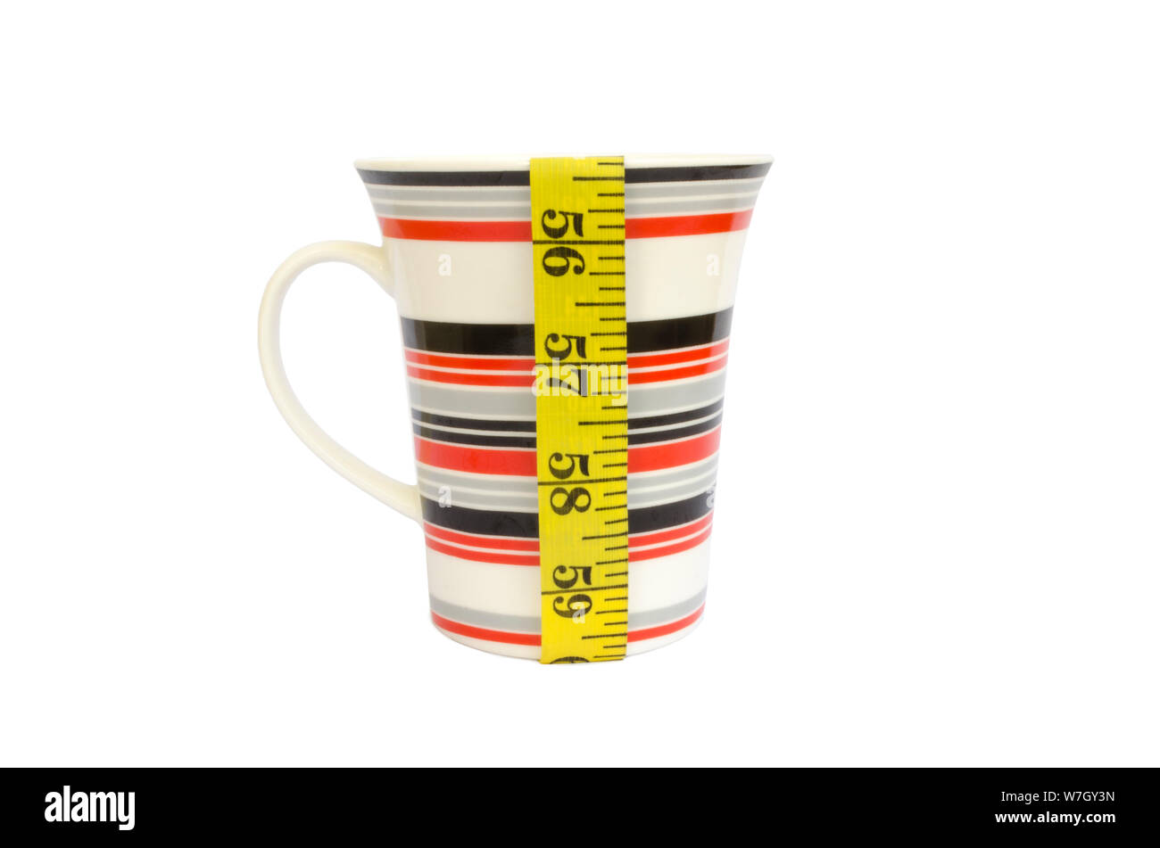 Measure tape and coffee mug. Weight loss concept Stock Photo - Alamy
