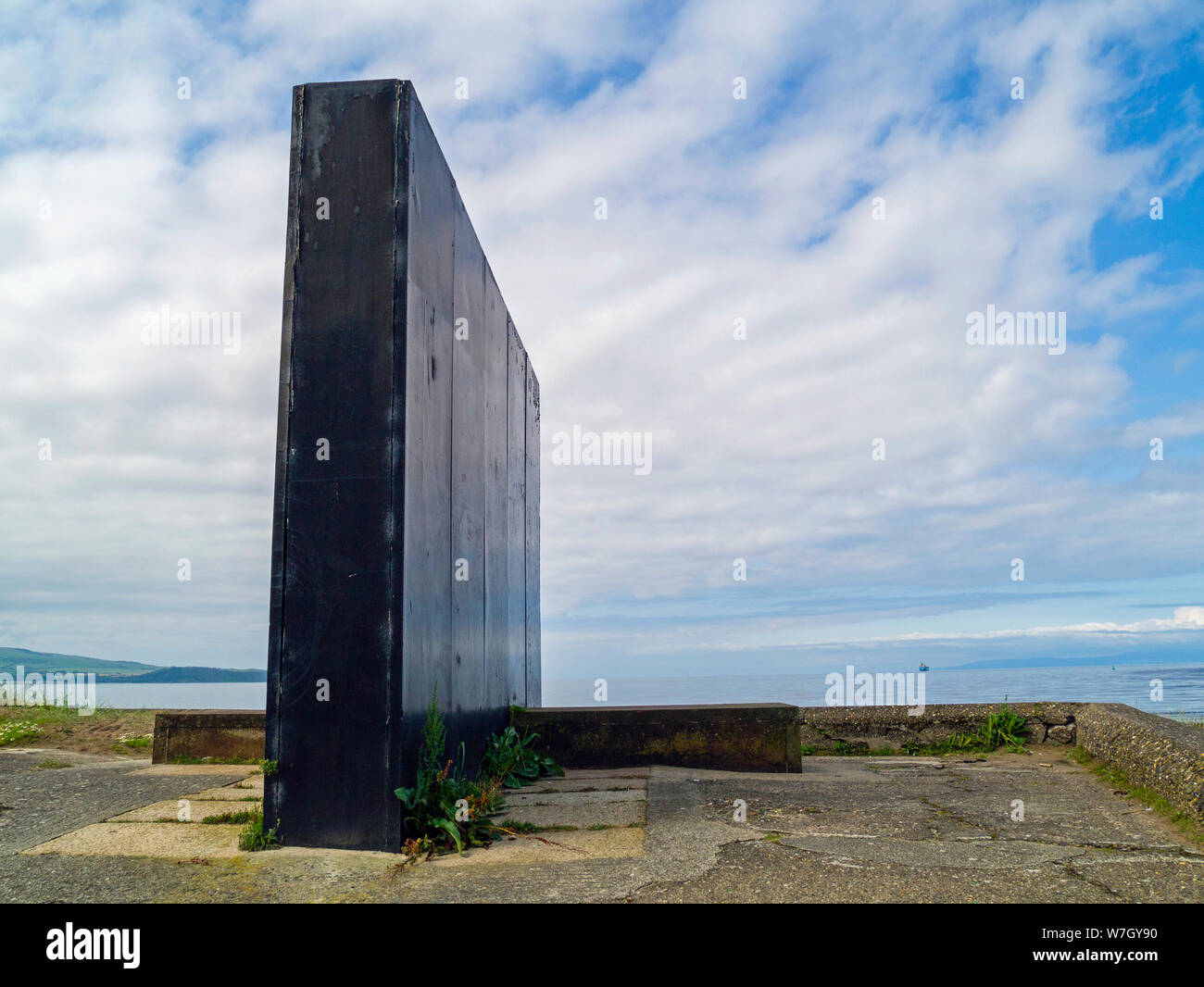 Donald Urquhart Gateway sculpture on the seafront at Ayr beach marks ...
