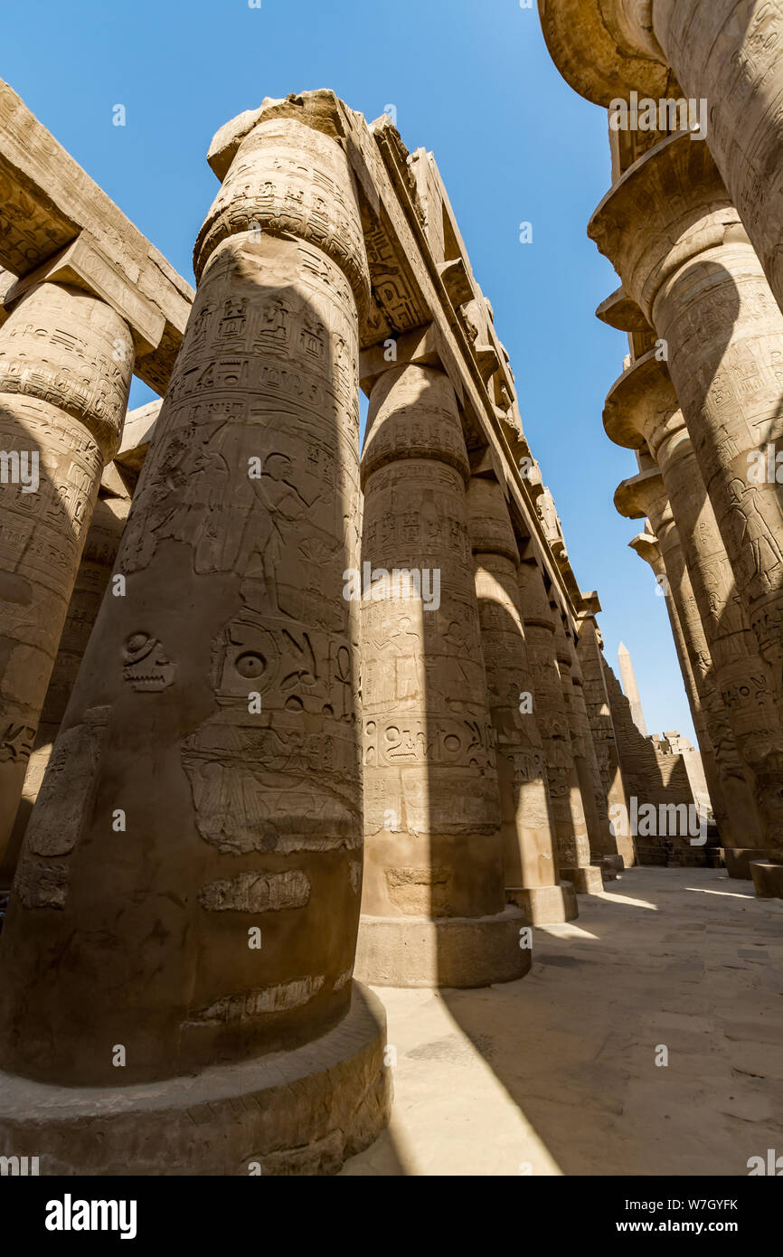 Great Hypostyle Hall in Karnak Temple, Luxor, Egypt Stock Photo - Alamy