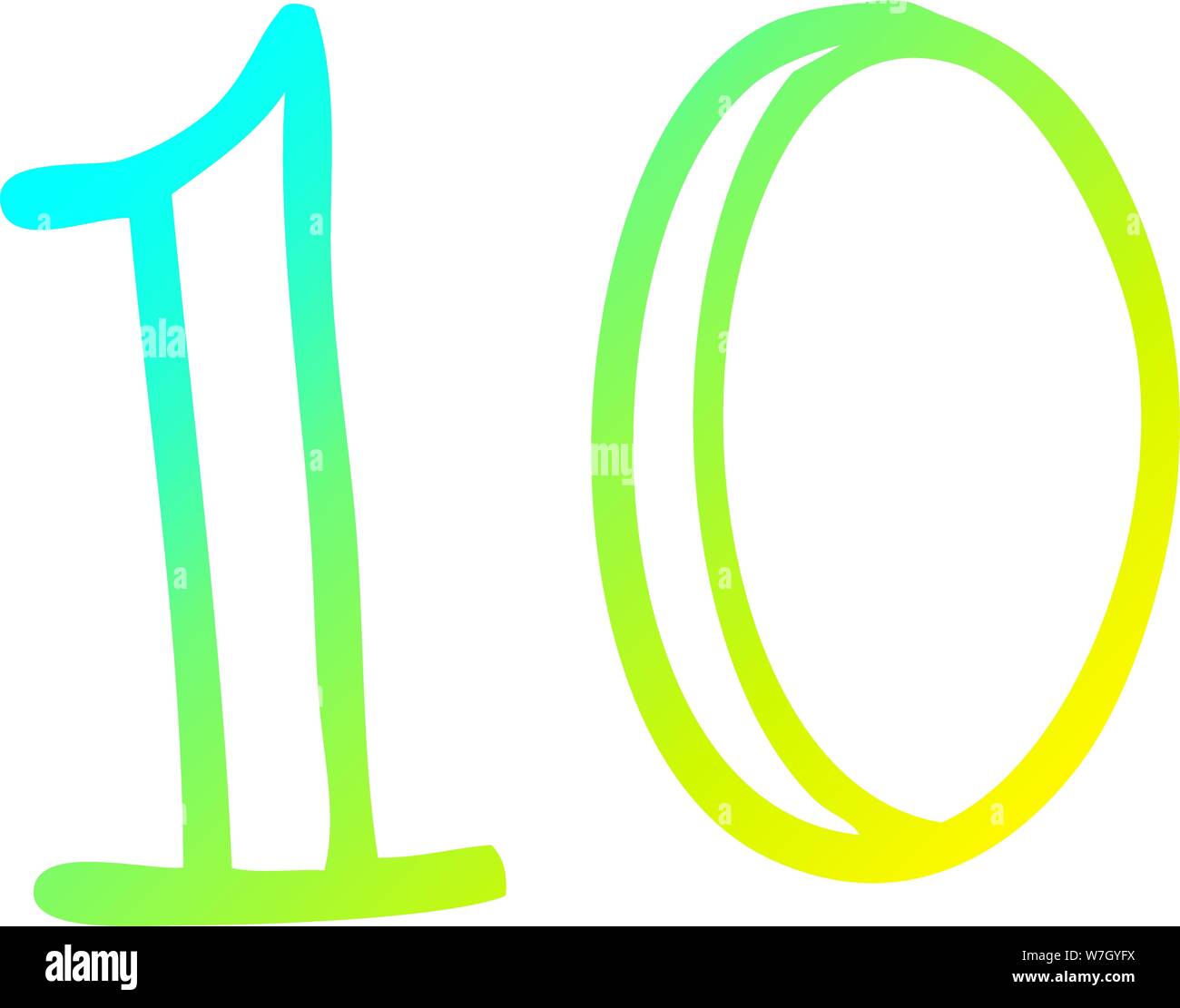 cold gradient line drawing of a cartoon number 10 Stock Vector Image ...