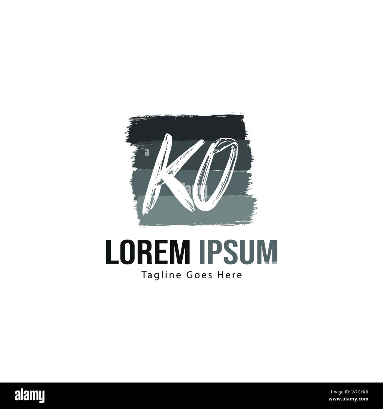 Initial KO logo template with modern frame. Minimalist KO letter logo ...