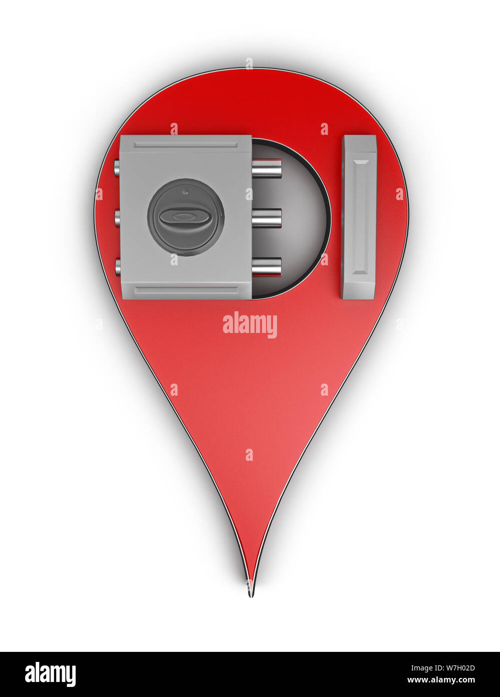 map pin with an open lock. 3d rendering Stock Photo - Alamy