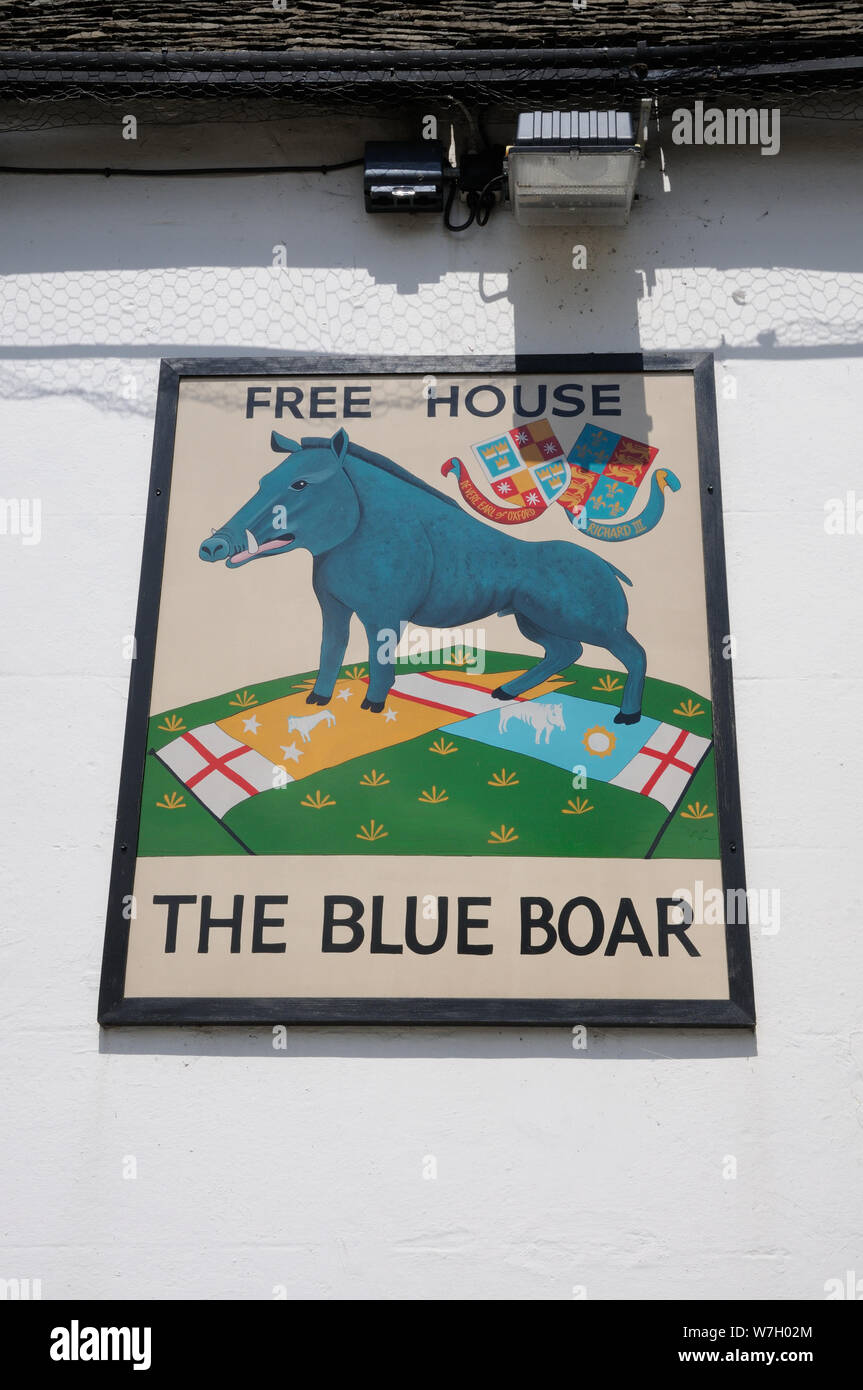 The Blue Boar inn sign, Chipping Norton, Oxfordshire Stock Photo - Alamy