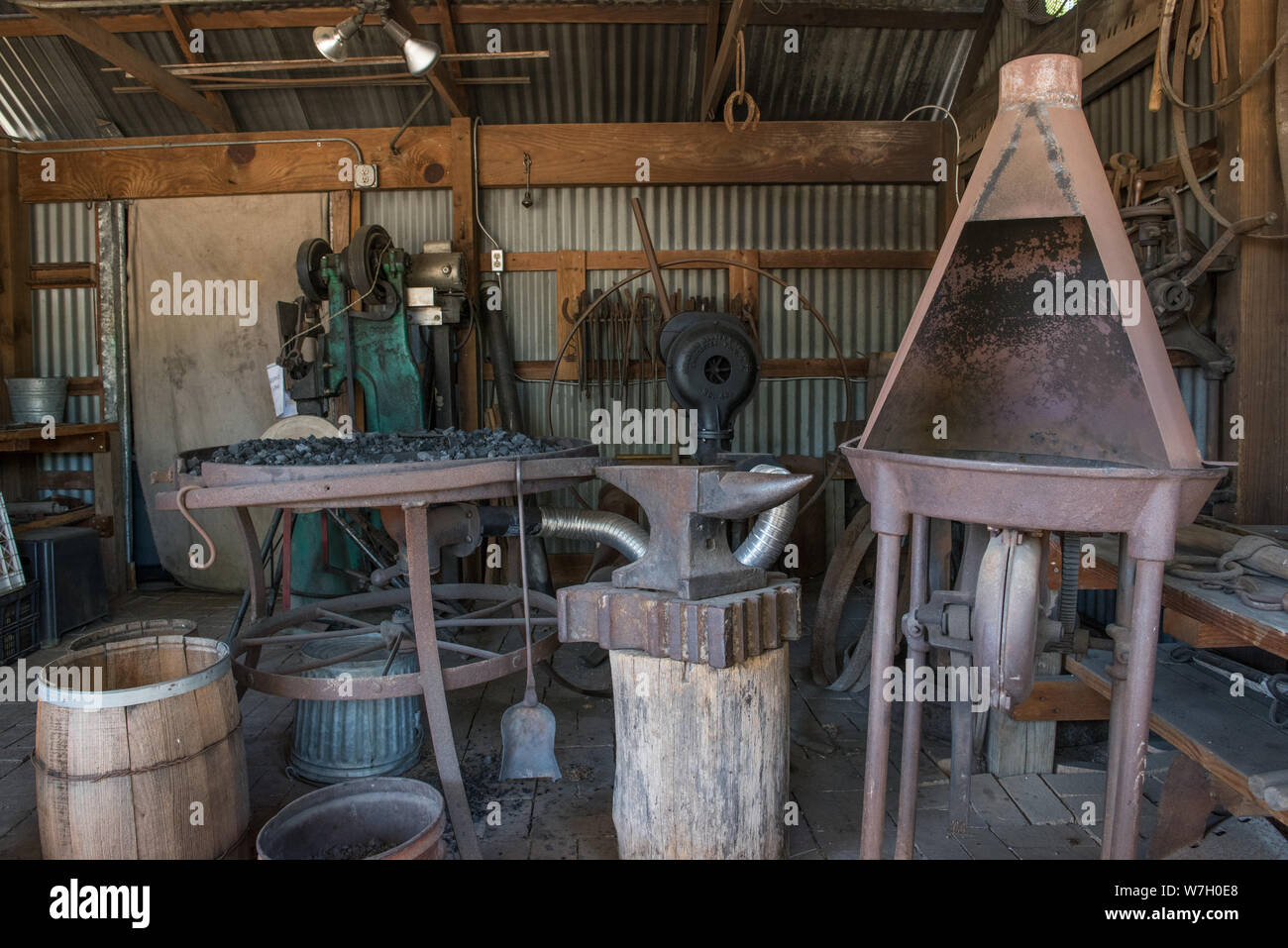 Blacksmith shop at the Heritage Farmstead Museum, a living-history site ...