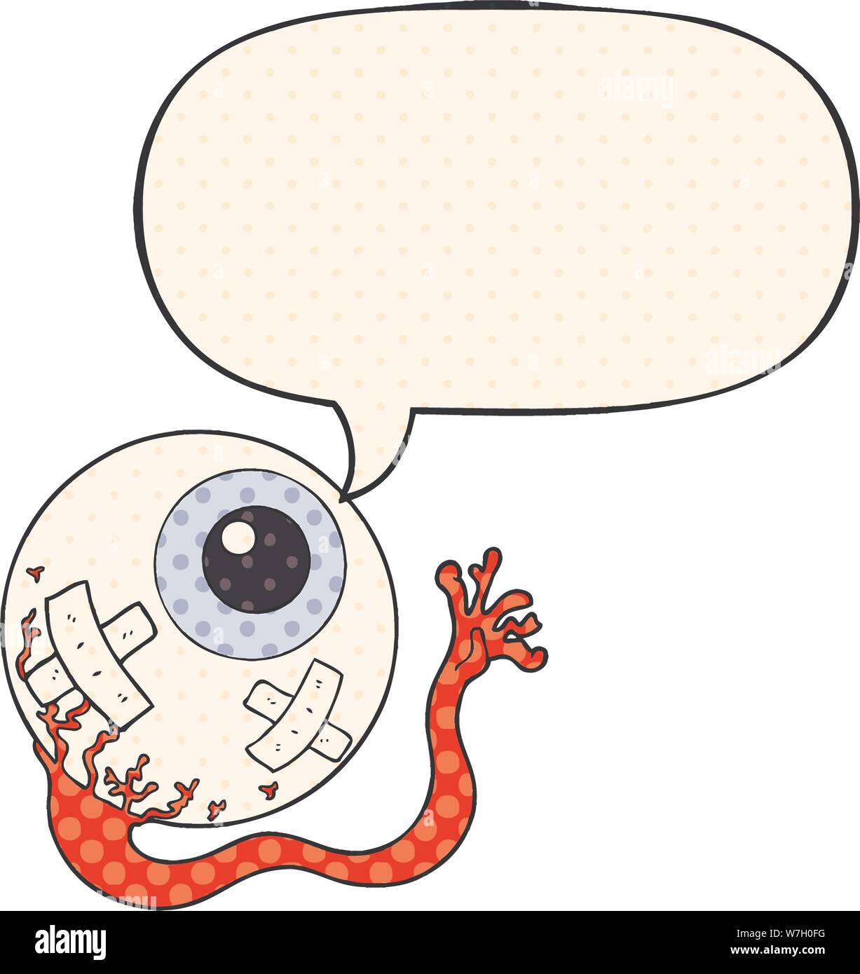 cartoon injured eyeball with speech bubble in comic book style Stock ...