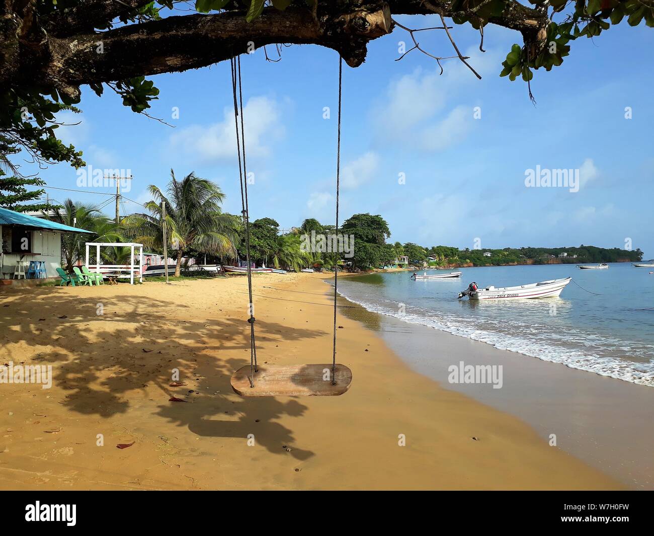 The tropical beach of Little Corn Island in the Corn Islands in ...