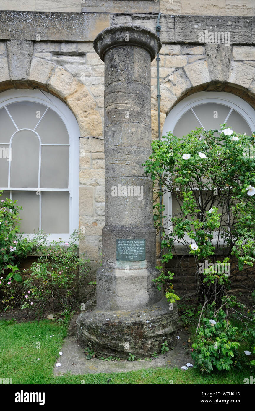 Stone column, Chipping Norton, Oxfordshire. The stone at the base of ...