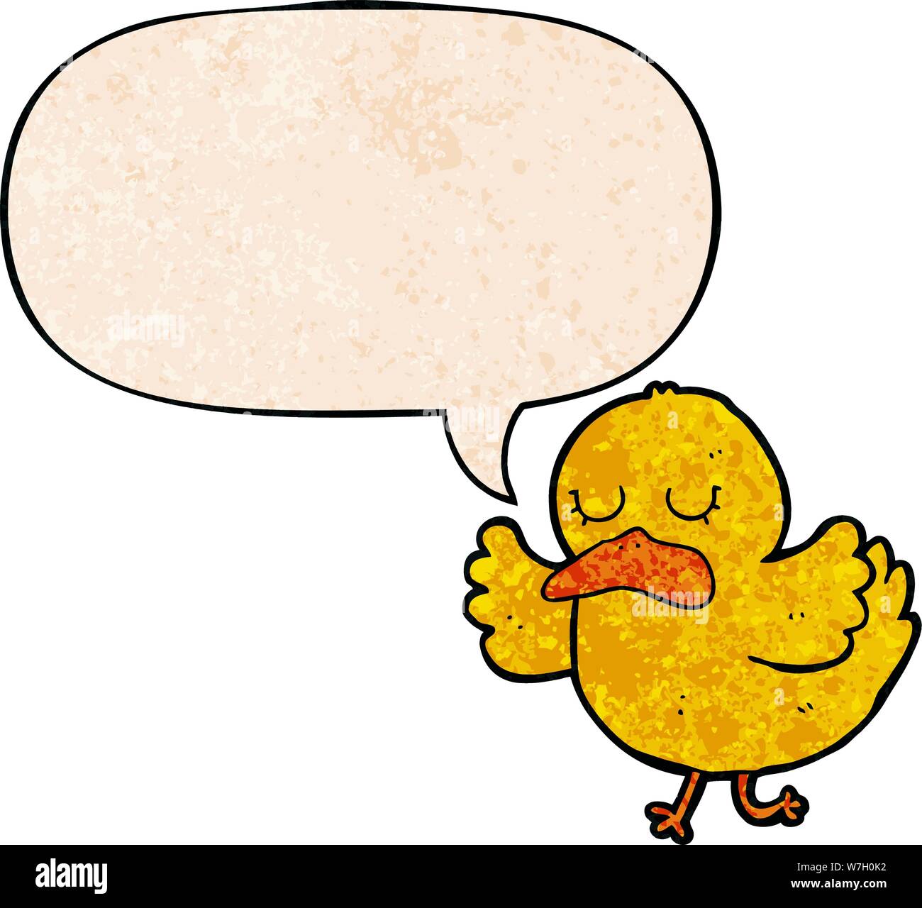cartoon duck with speech bubble in retro texture style Stock Vector ...