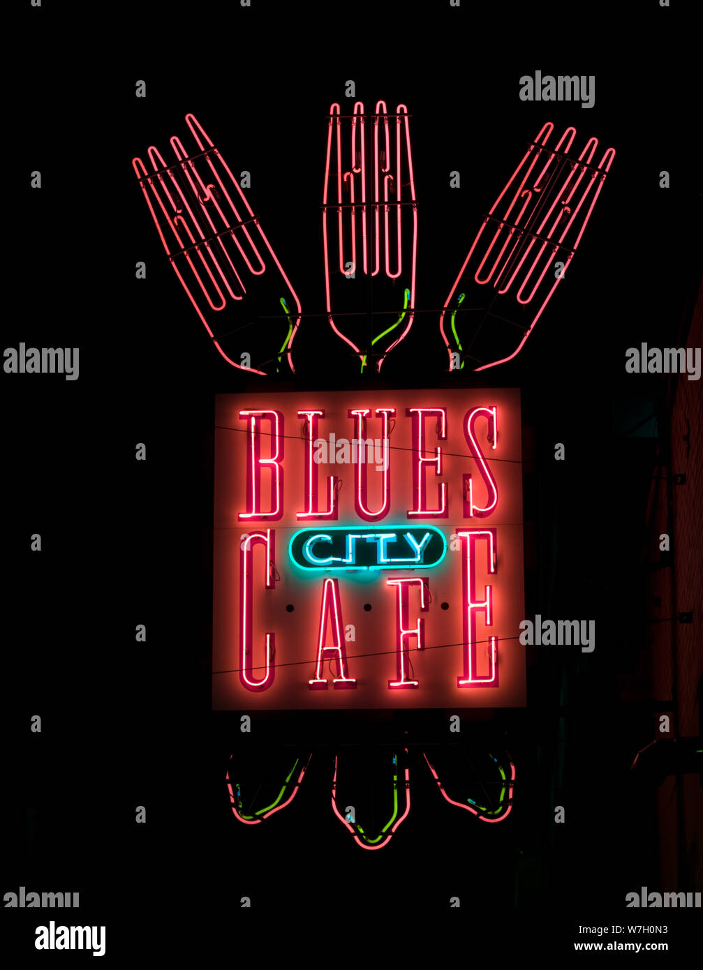 Blues City Cafe neon sign, Beale Street, Memphis, Tennessee Stock Photo ...