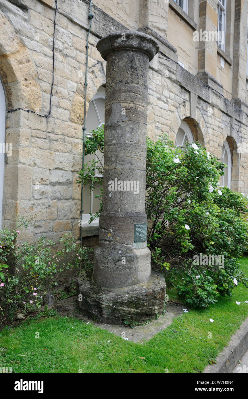 Stone column, Chipping Norton, Oxfordshire. The stone at the base of ...