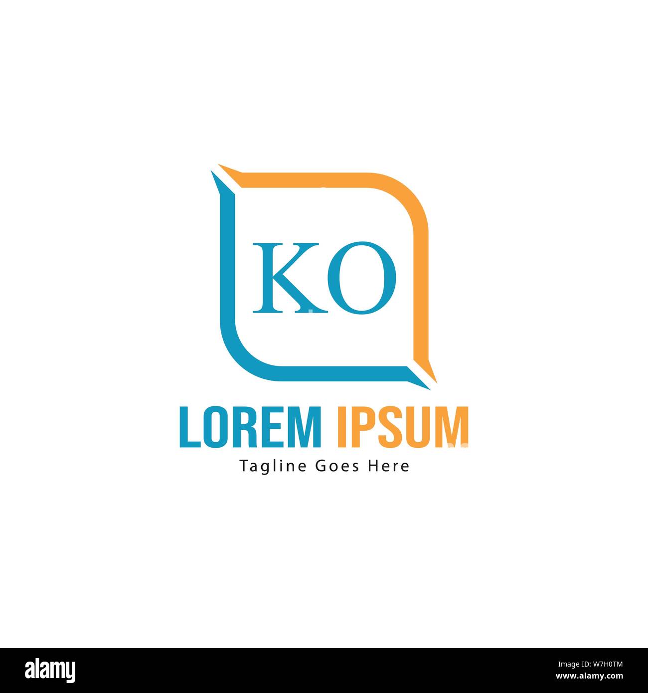 Initial KO logo template with modern frame. Minimalist KO letter logo ...