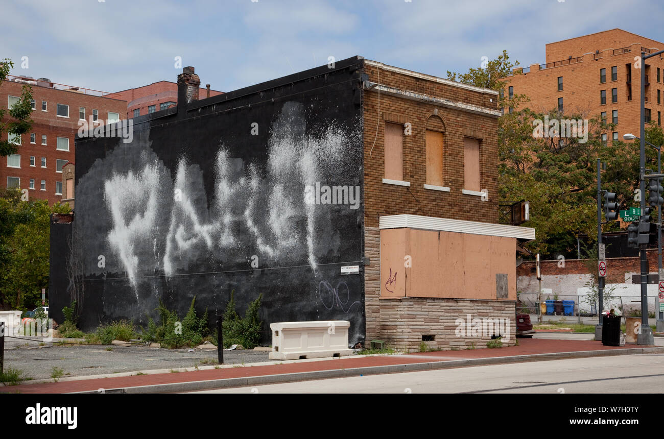 Boarded-up building, 9th & L St., NW, Washington, D.C Stock Photo - Alamy