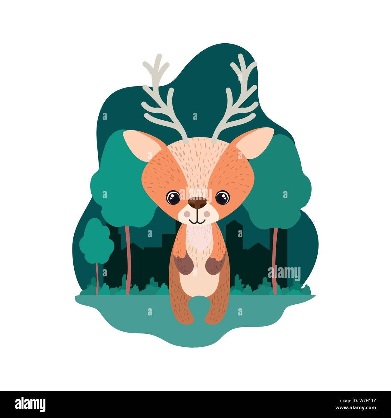 cute deer with background landscape Stock Vector Image & Art - Alamy
