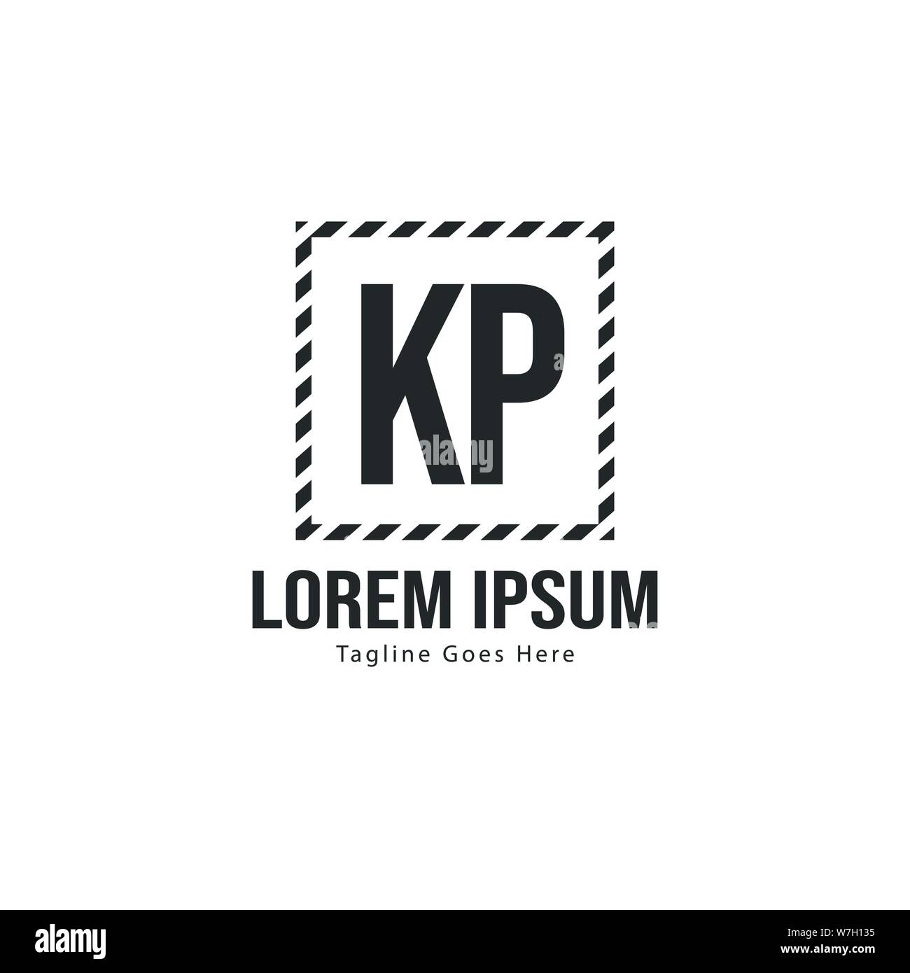 Initial KP logo template with modern frame. Minimalist KP letter logo ...