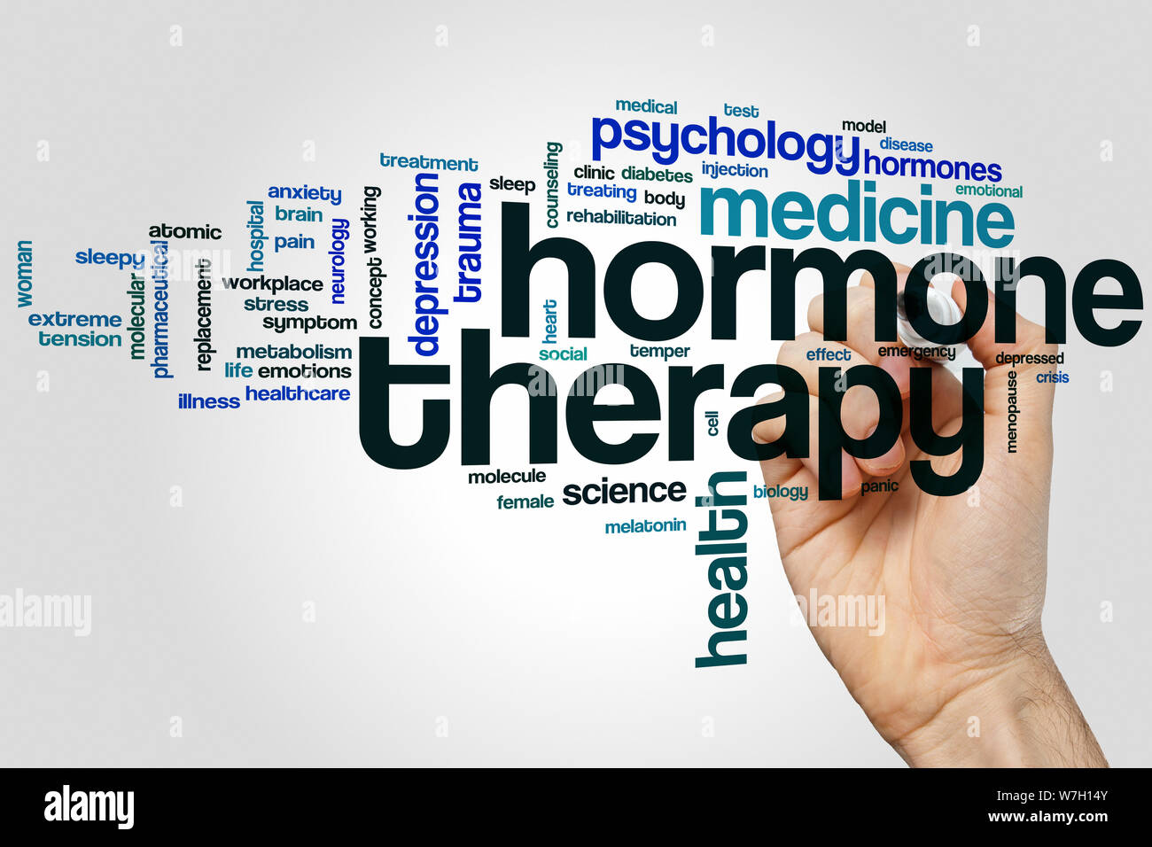 Hormone therapy word cloud concept Stock Photo - Alamy