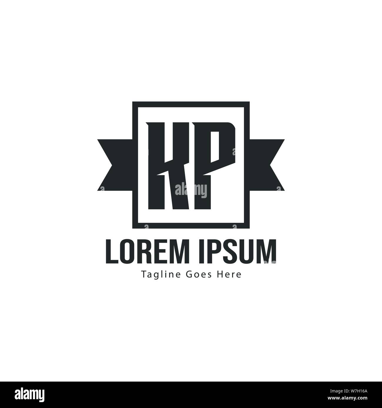 Initial KP logo template with modern frame. Minimalist KP letter logo ...
