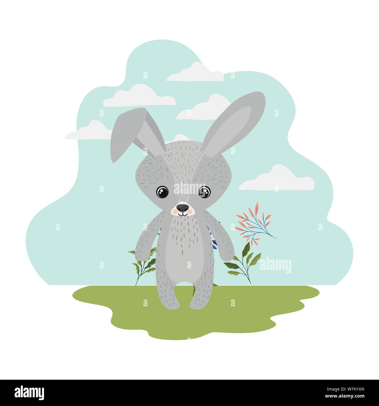 cute bunny with background landscape Stock Vector Image & Art - Alamy