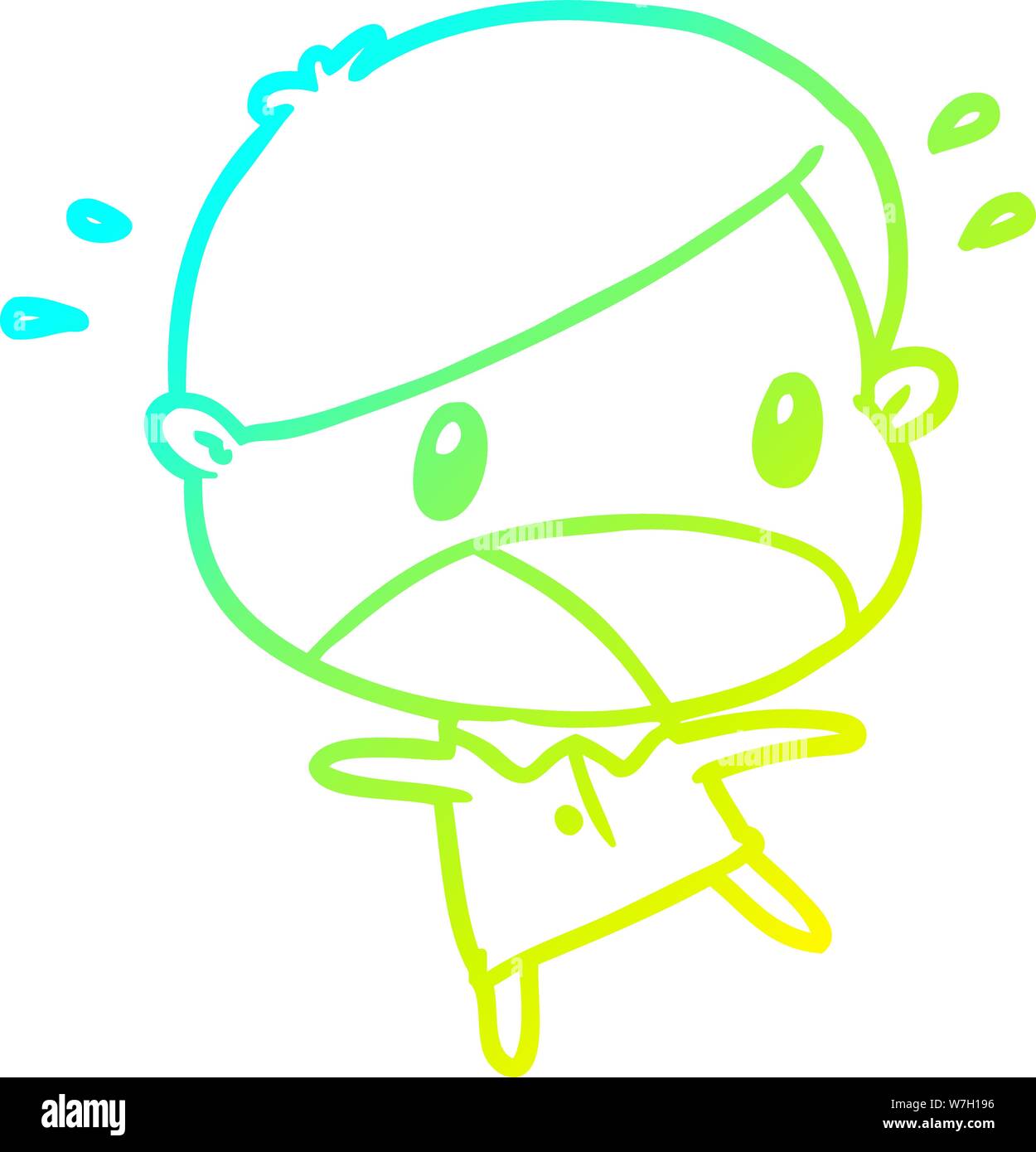 cold gradient line drawing of a cute shocked man Stock Vector Image ...