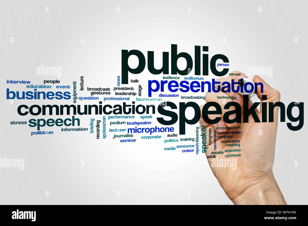 Public speaking concept word cloud background Stock Photo - Alamy