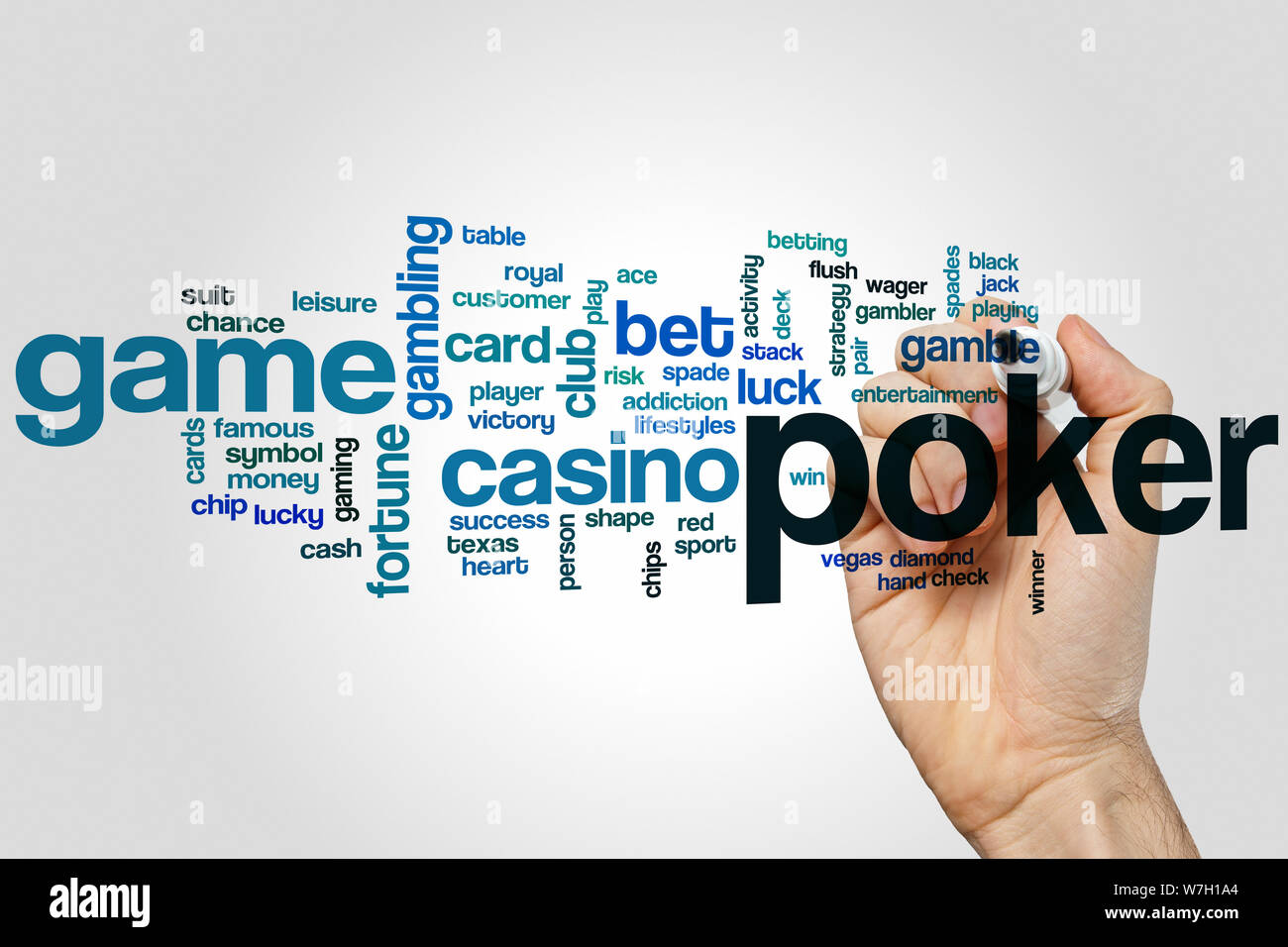 Poker word cloud concept with casino gambling related tags Stock Photo ...