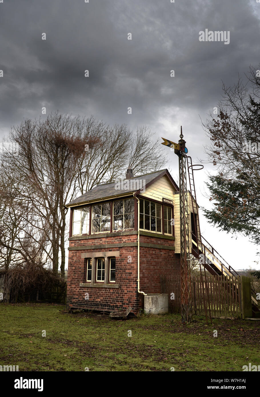 The preserved signal box on the former Norham Railway Station on the ...