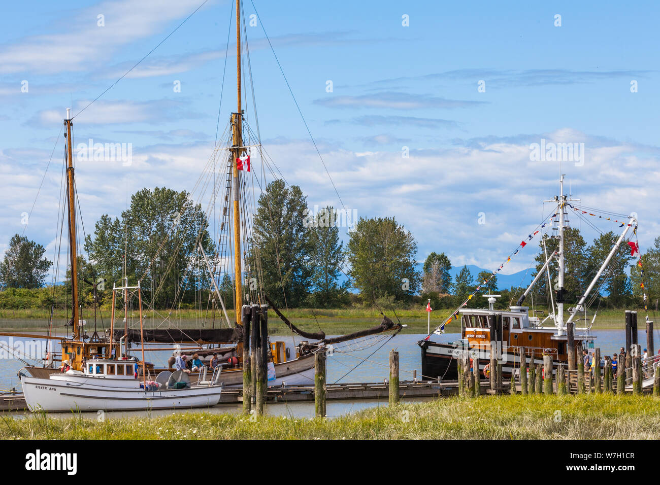 Fishing vessel Silver Ann, the ketch Lady Hawk, and the tug Merry Chase ...