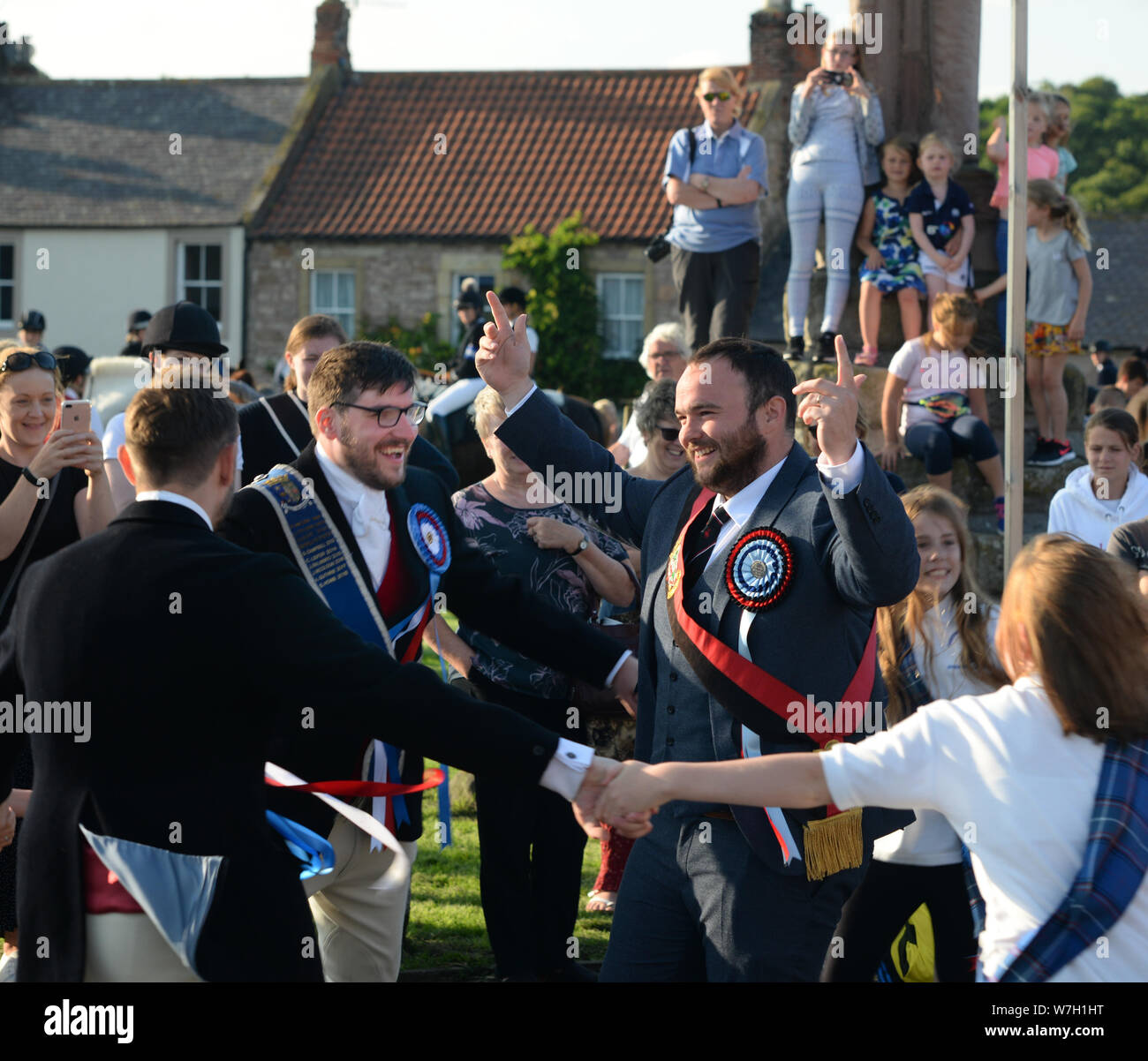 The Coldstreamer dancing the Reel in the road at Norham during ...