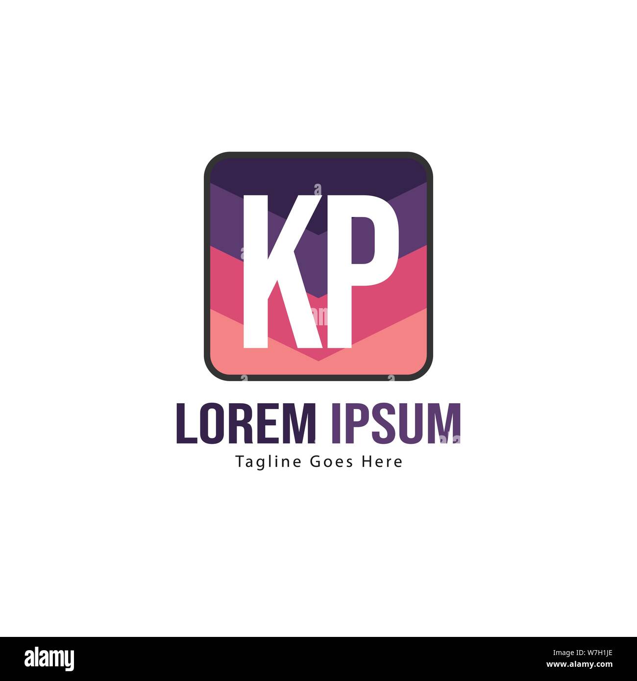 Initial KP logo template with modern frame. Minimalist KP letter logo ...