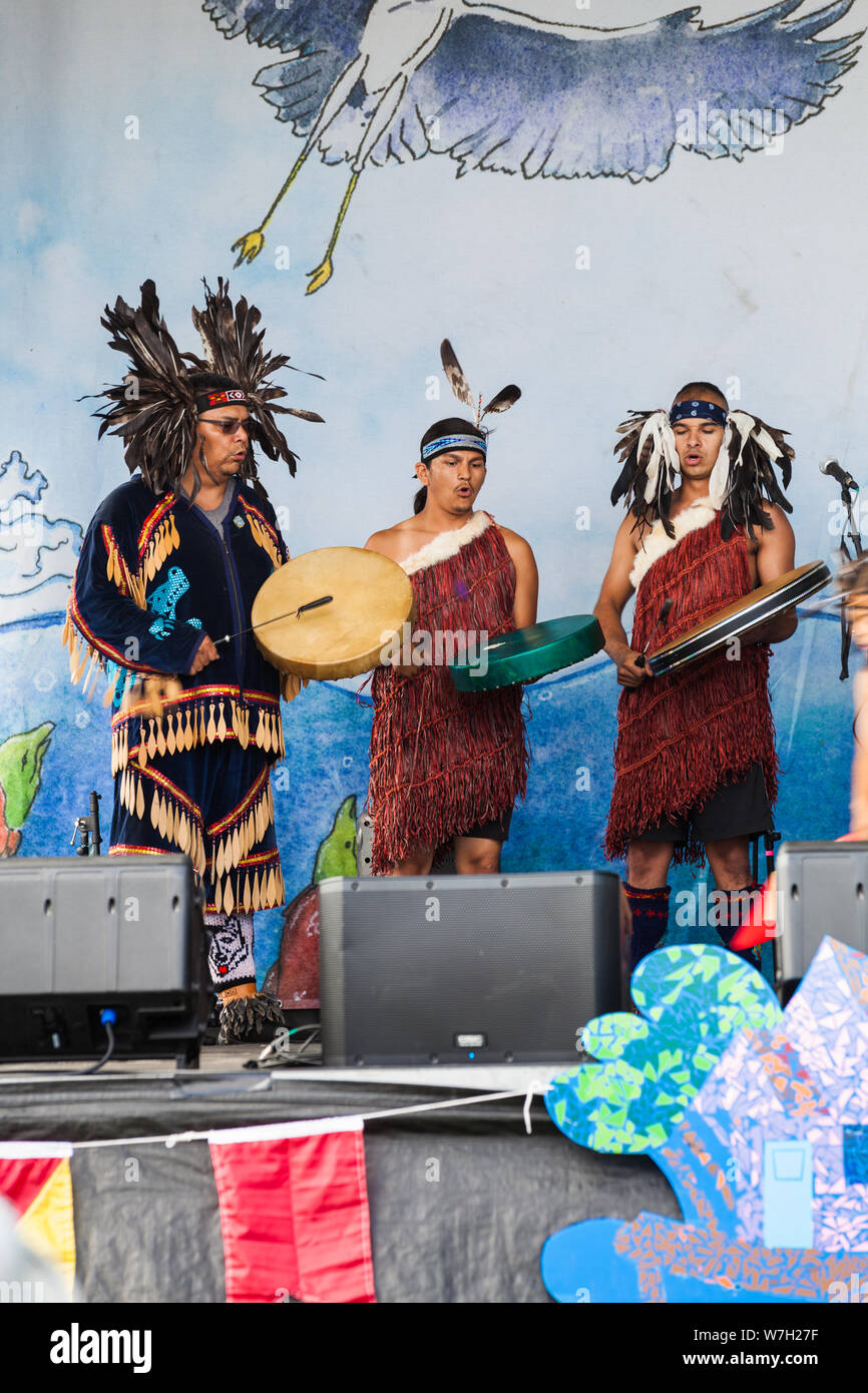 Canadian First Nations performers entertaining the crowd at the 2019 ...