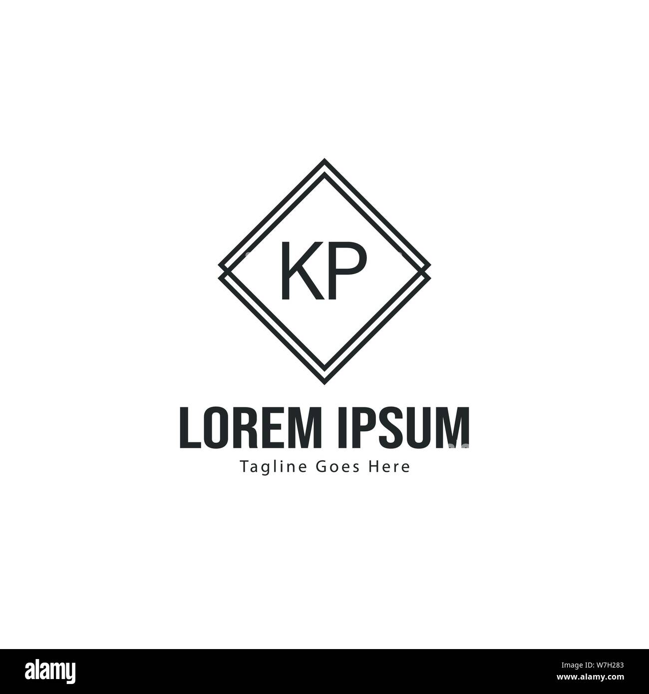 Initial KP logo template with modern frame. Minimalist KP letter logo ...