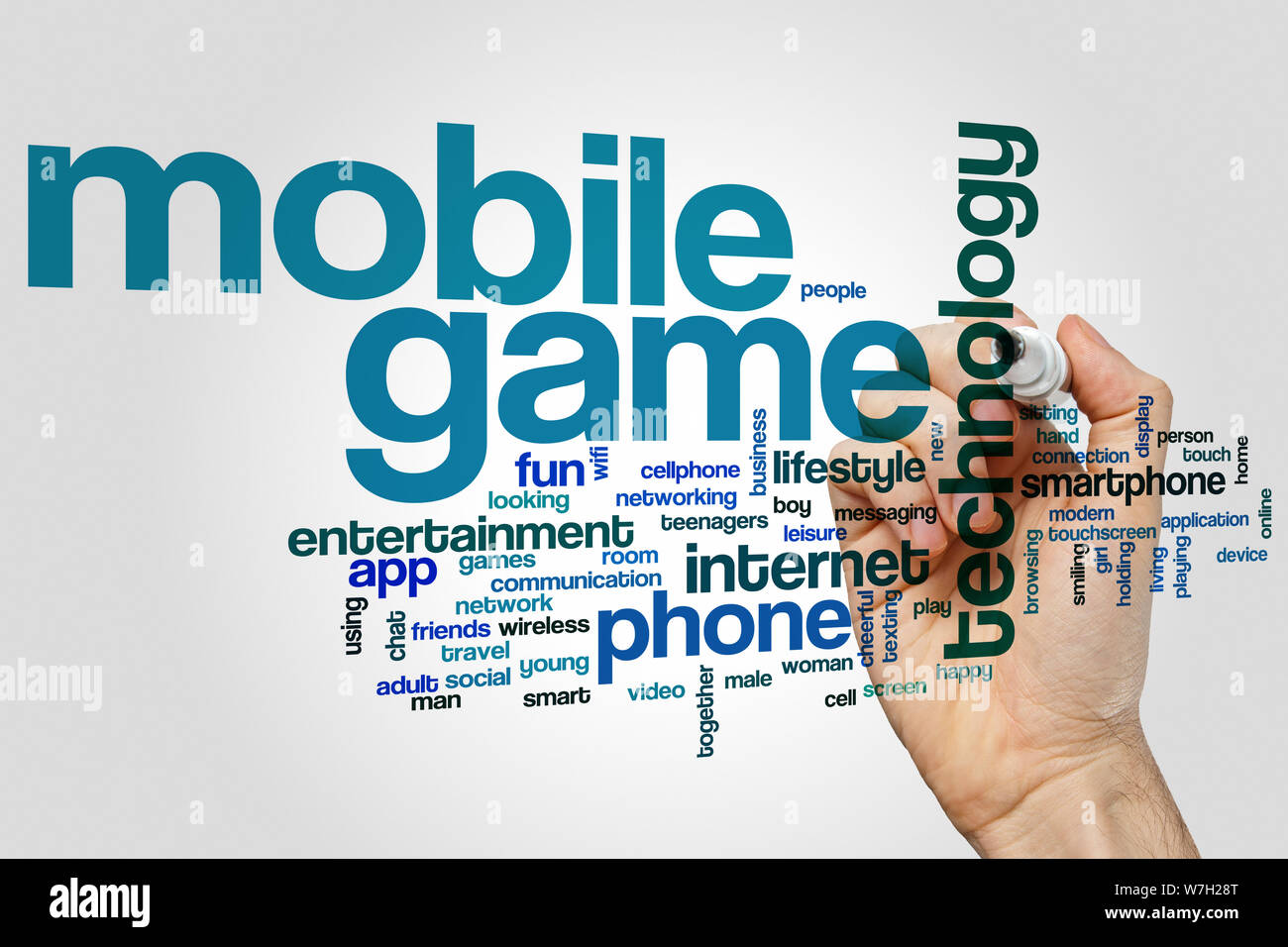 Mobile game word cloud Stock Photo - Alamy