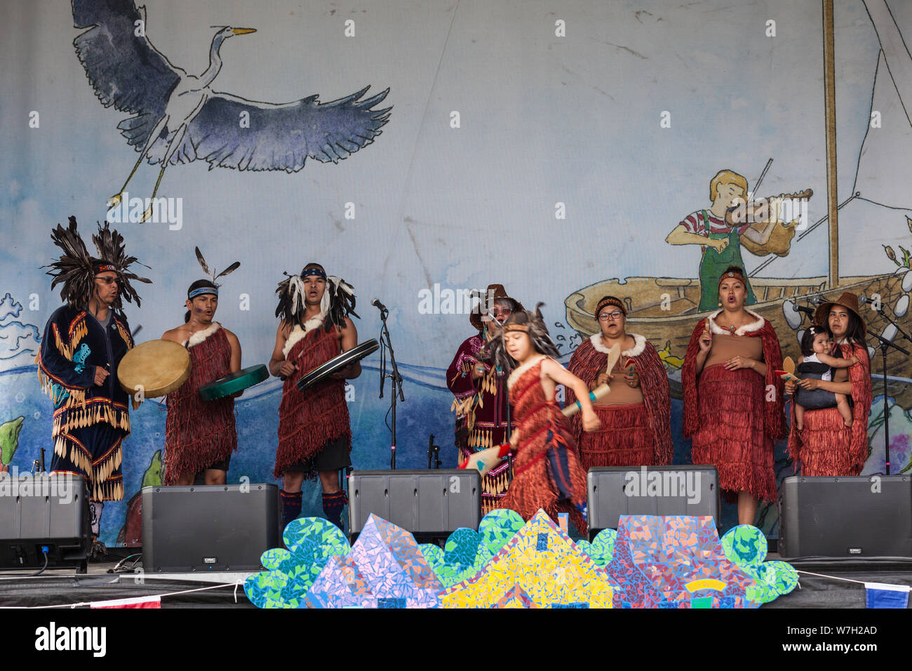 Canadian First Nations performers entertaining the crowd at the 2019 ...