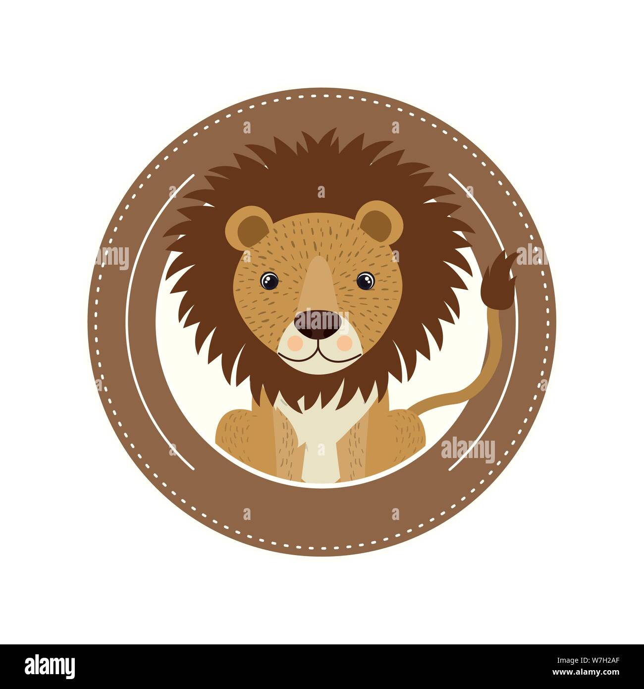 cute and adorable lion with circular frame Stock Vector Image & Art - Alamy