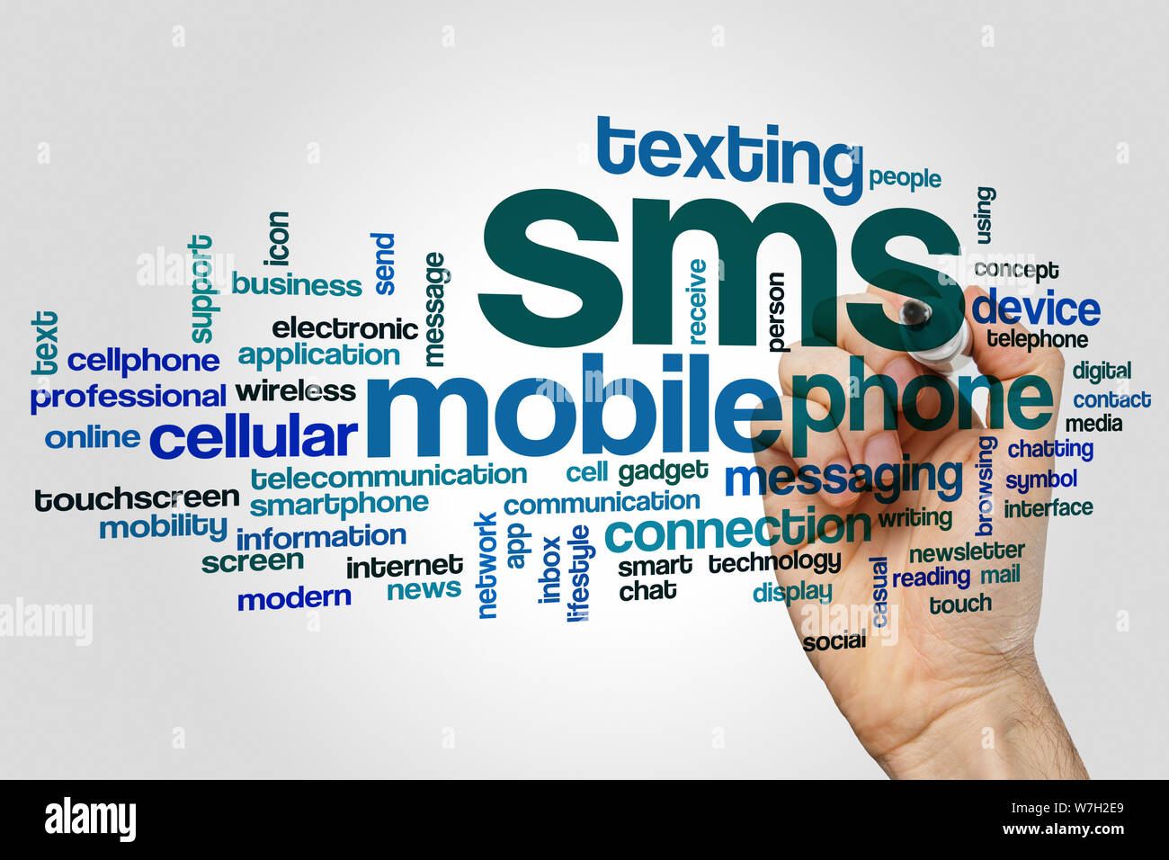 SMS word cloud Stock Photo - Alamy
