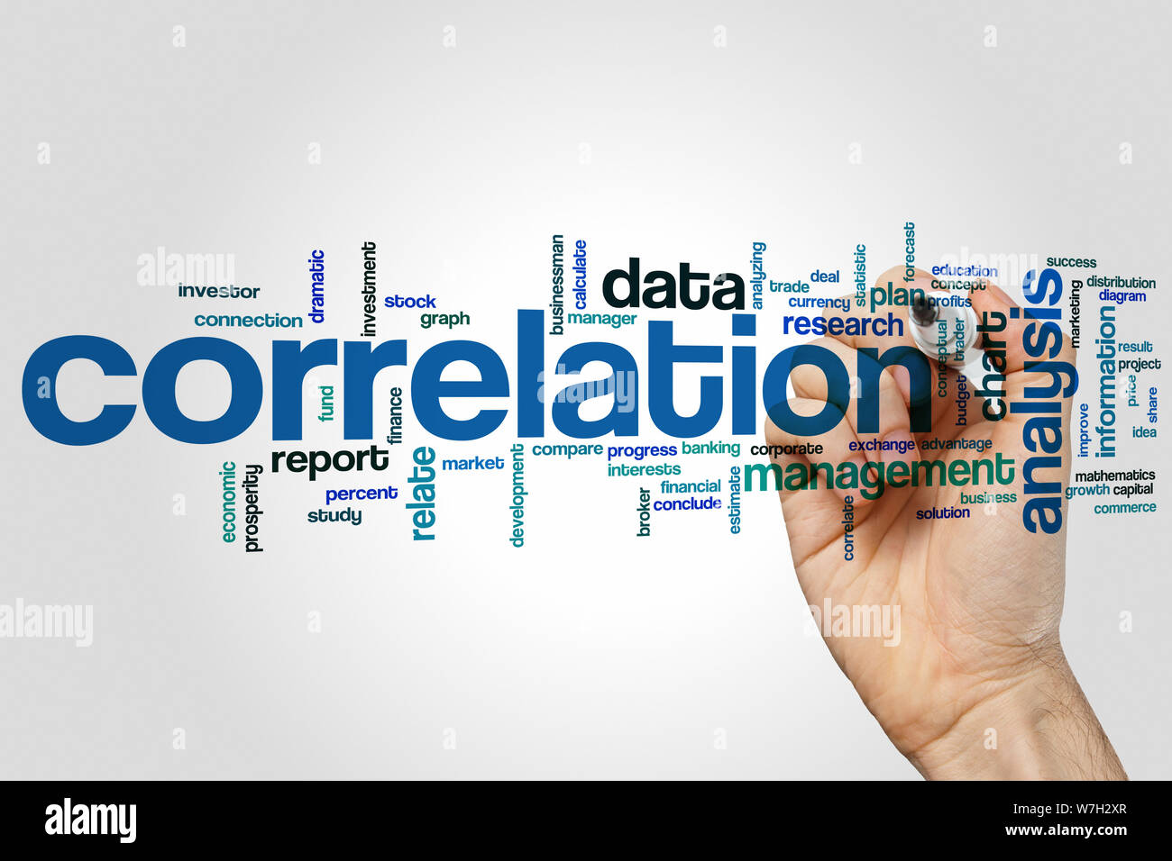 Correlation word cloud concept Stock Photo - Alamy