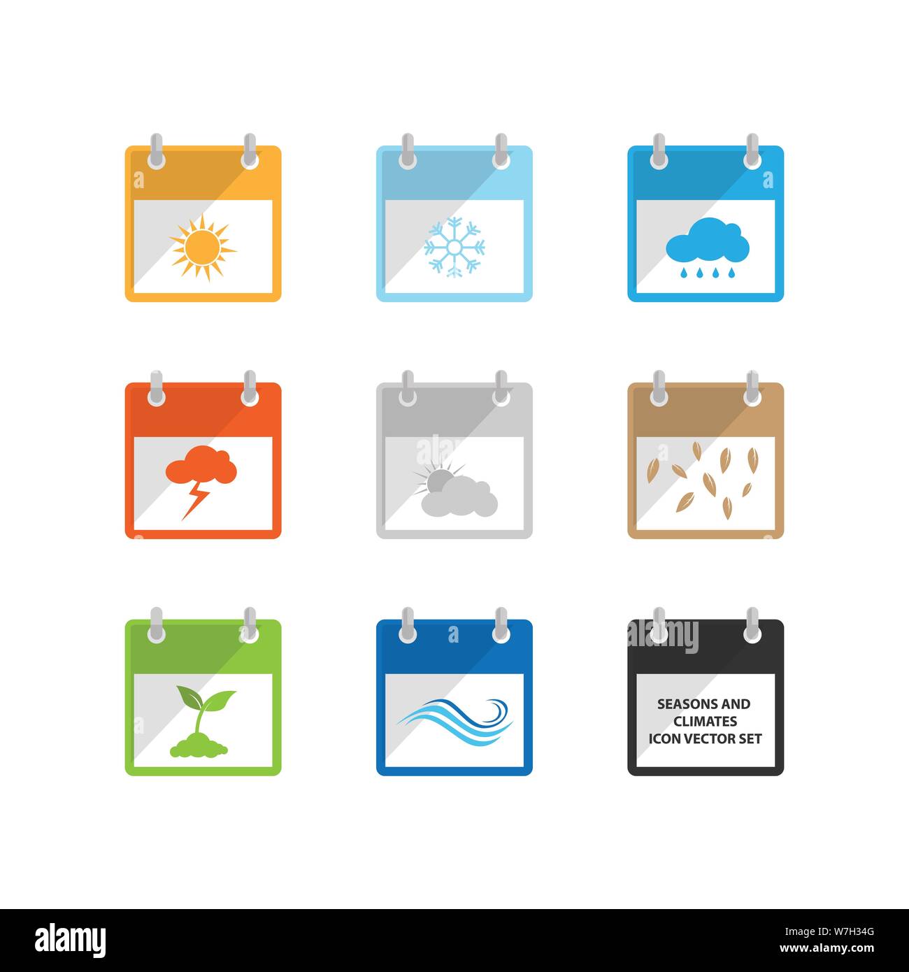 Weather and season flat design calendar icon vector illustration ...