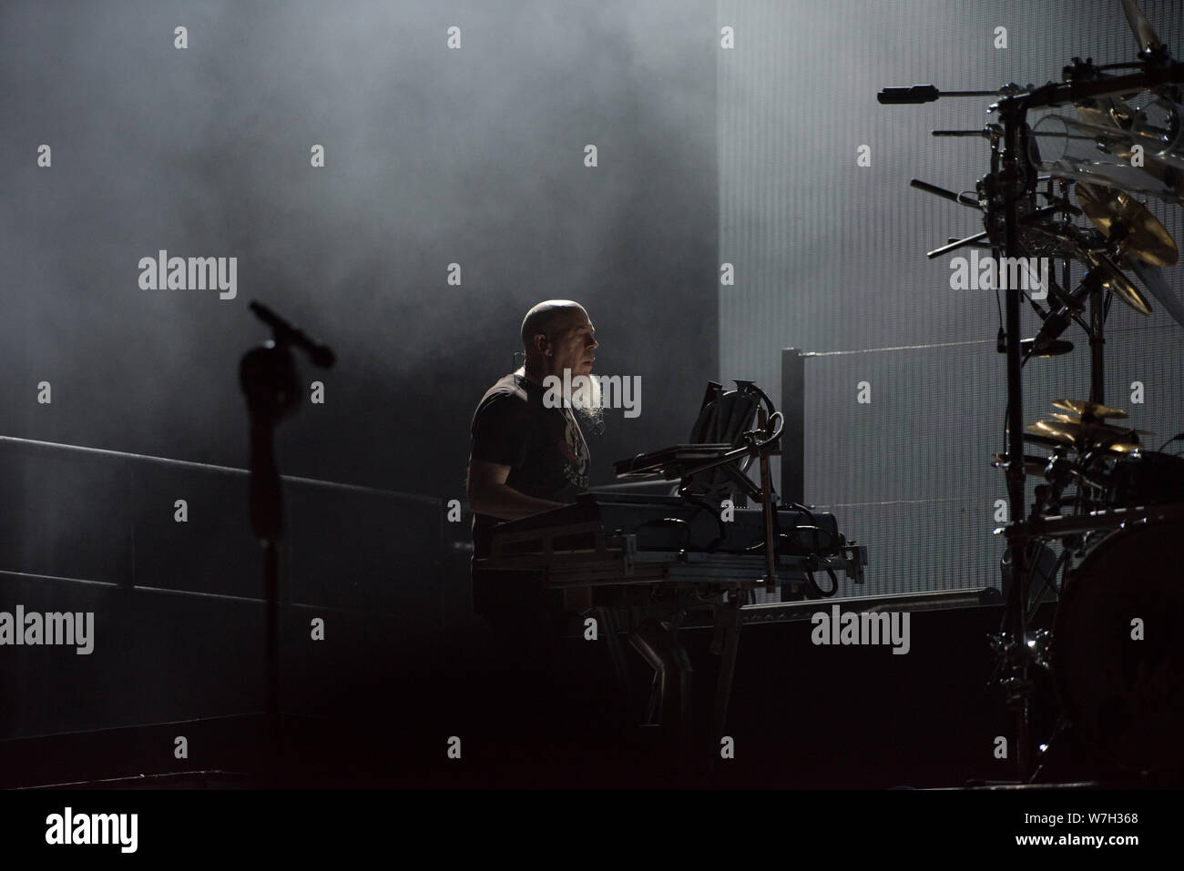 SIBIU, ROMANIA - JULY 26, 2019: Jordan Rudess keyboard player of the ...