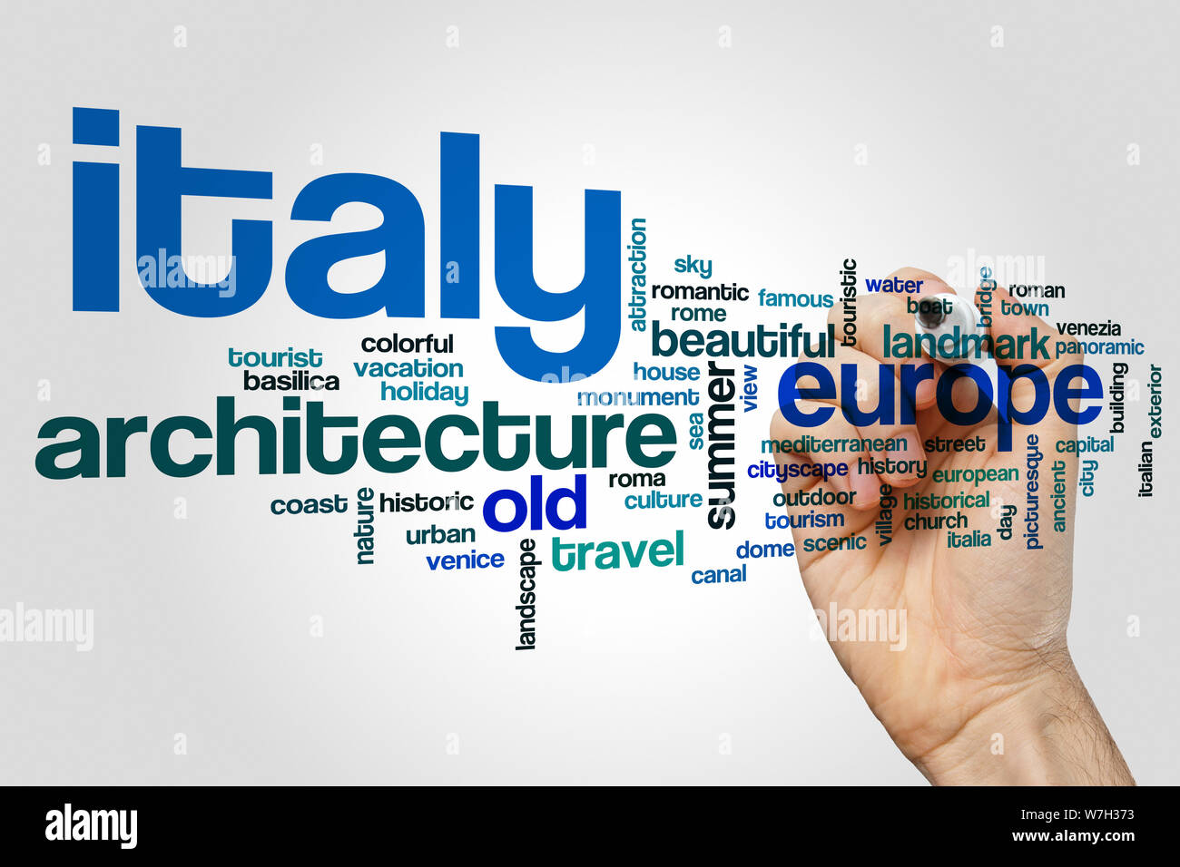 Italy word cloud Stock Photo - Alamy