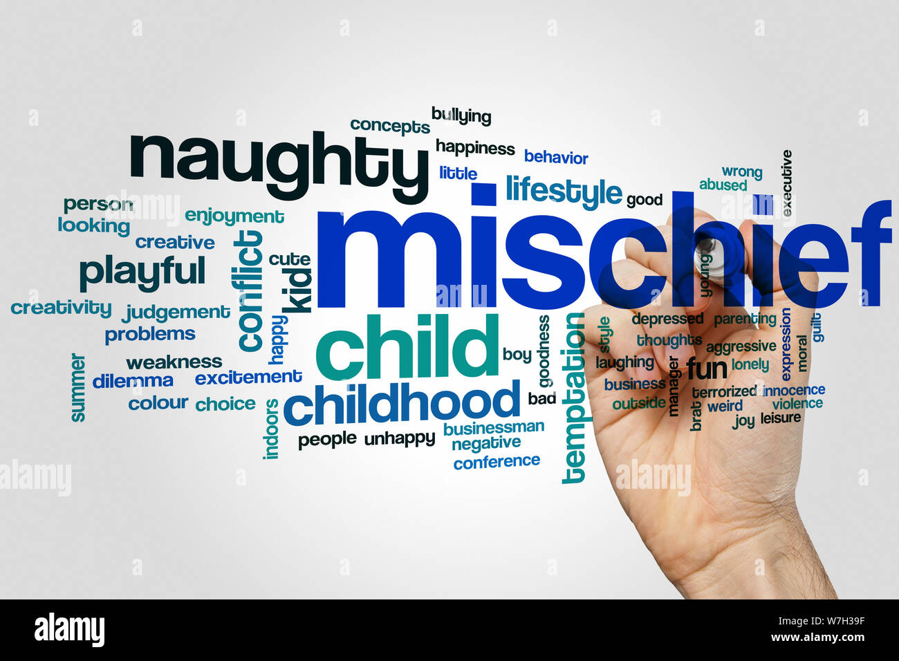 Mischief word cloud concept Stock Photo - Alamy
