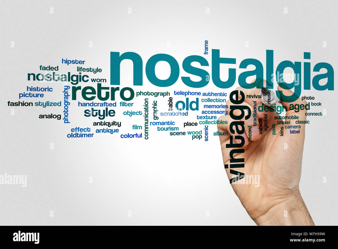 Nostalgia concept word cloud background Stock Photo - Alamy