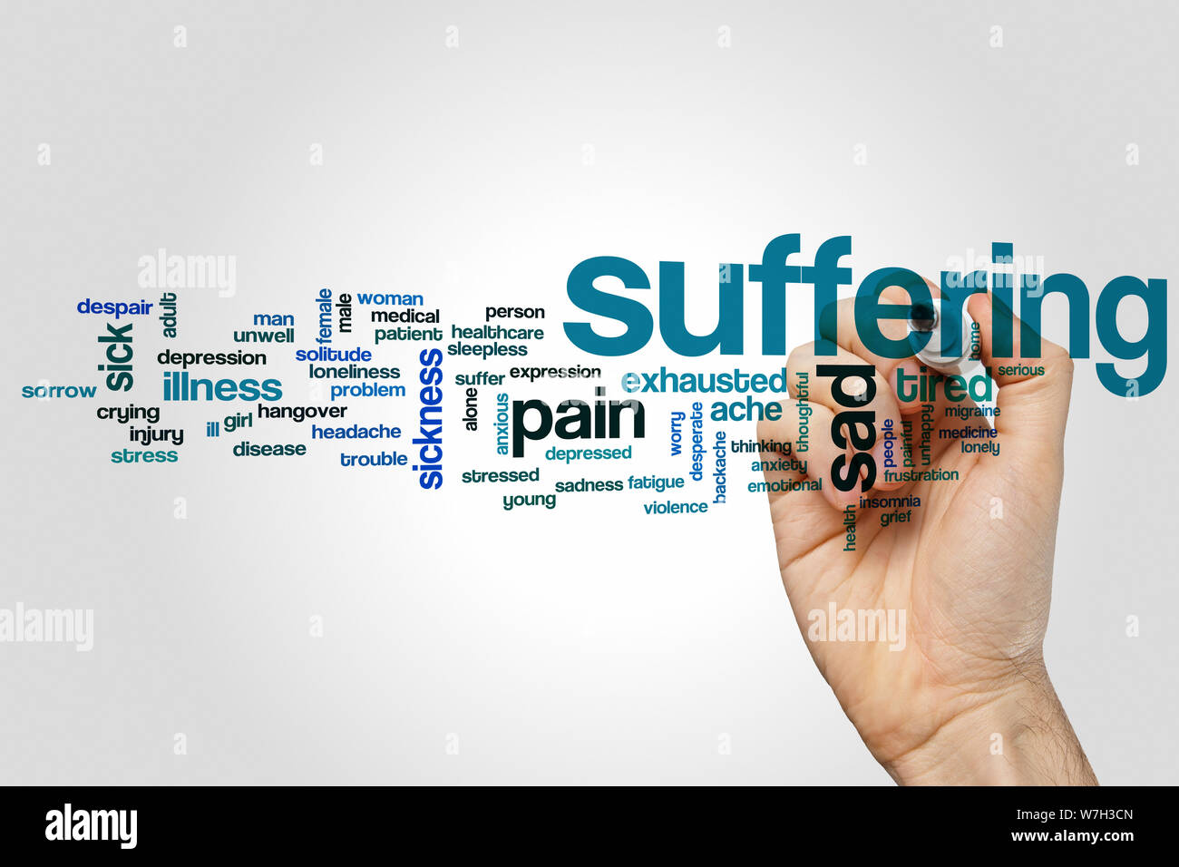 Suffering word cloud concept with pain stress related tags Stock Photo ...