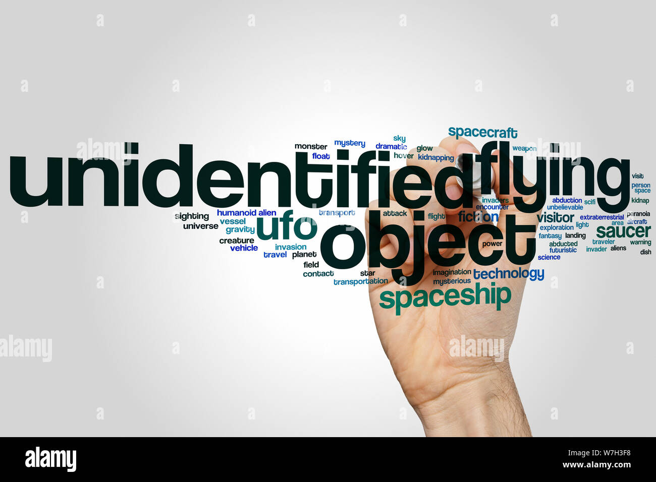 UFO concept word cloud background Stock Photo - Alamy