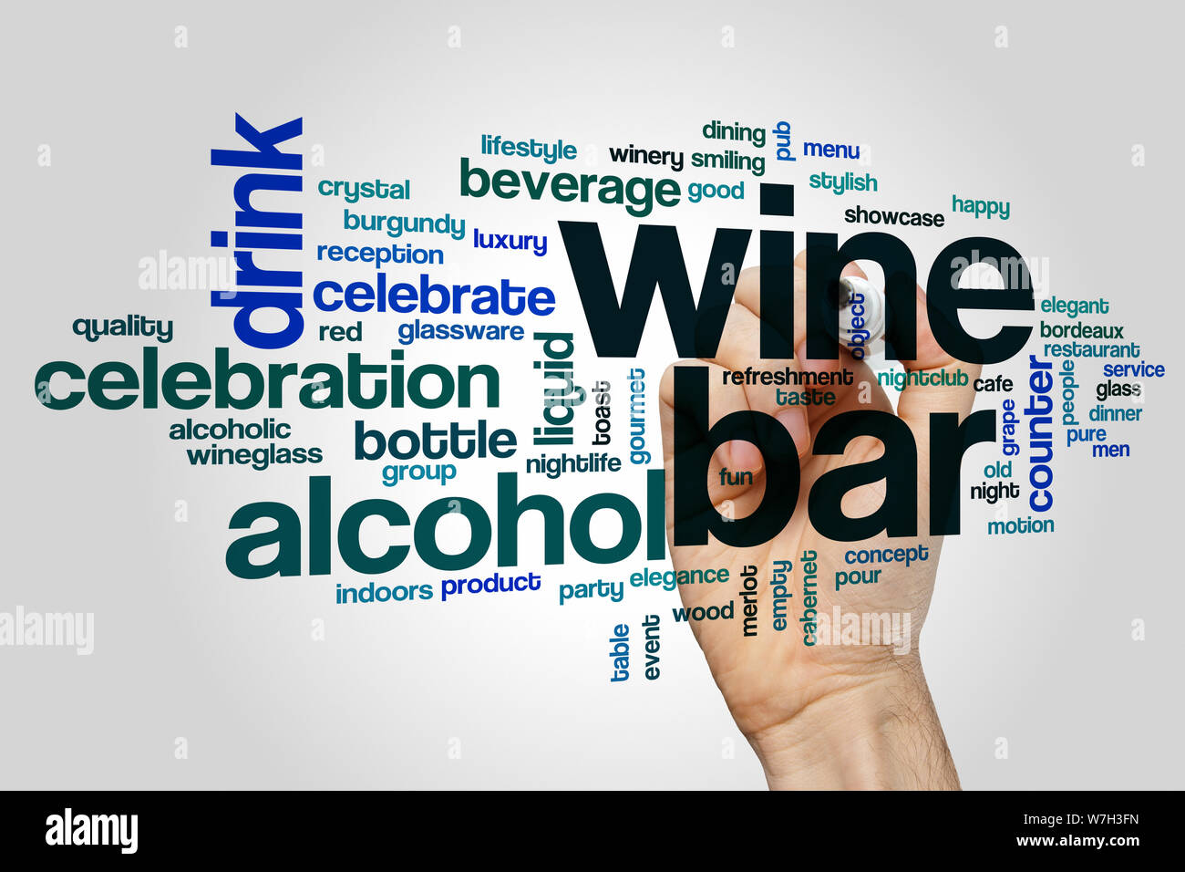 Wine bar word cloud Stock Photo - Alamy