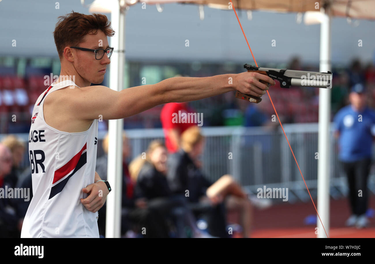 Great Britain's Myles Pillage during the run shoot part of the mixed ...