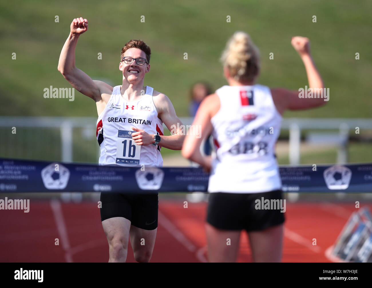 Great Britain's Myles Pillage (left) and Kerenza Bryson celebrate ...