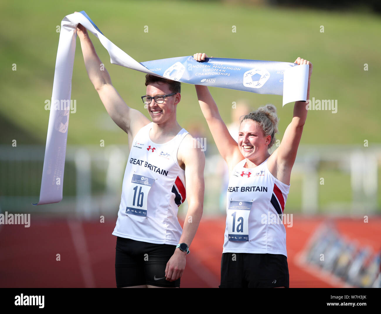 Great Britain's Myles Pillage (left) and Kerenza Bryson celebrate ...