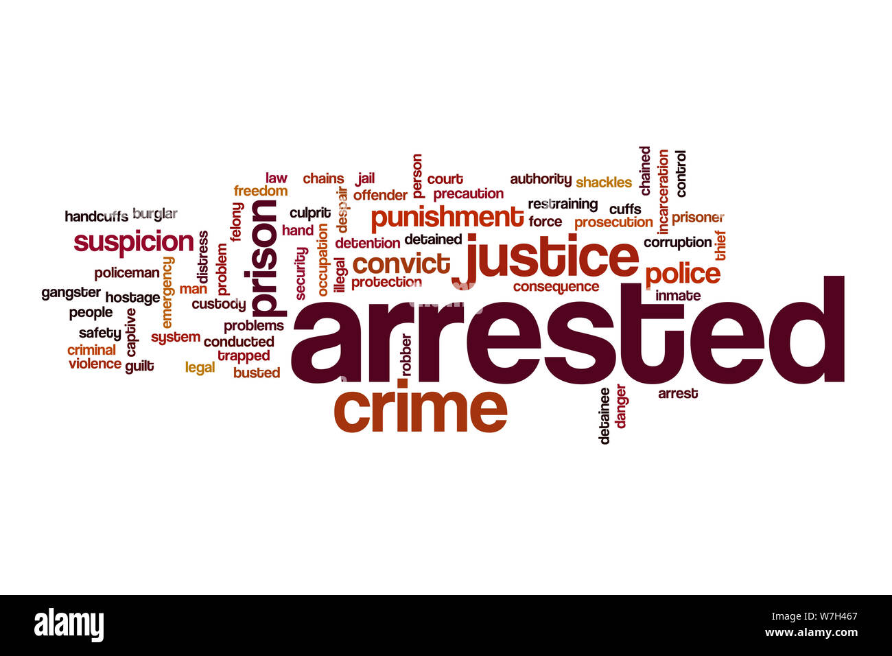 Arrested word cloud Stock Photo - Alamy