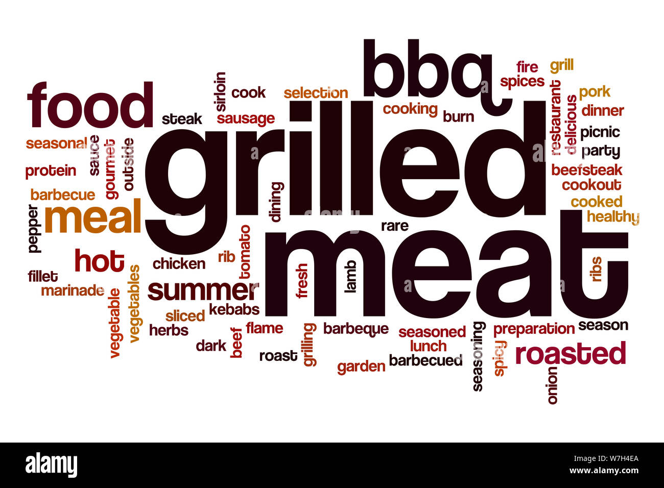 Grilled meat word cloud Stock Photo - Alamy