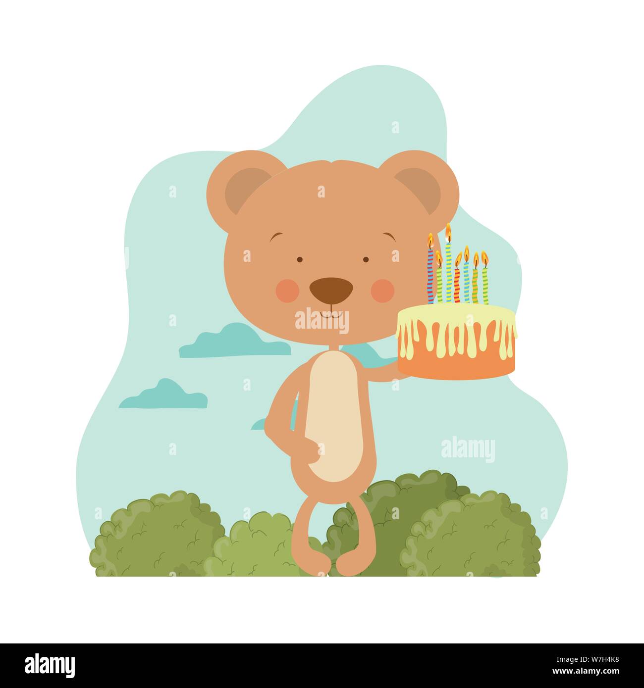 cute bear with cake in hand Stock Vector Image & Art - Alamy