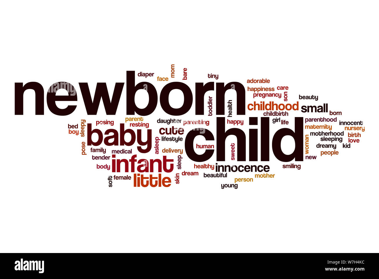 Newborn child word cloud Stock Photo - Alamy